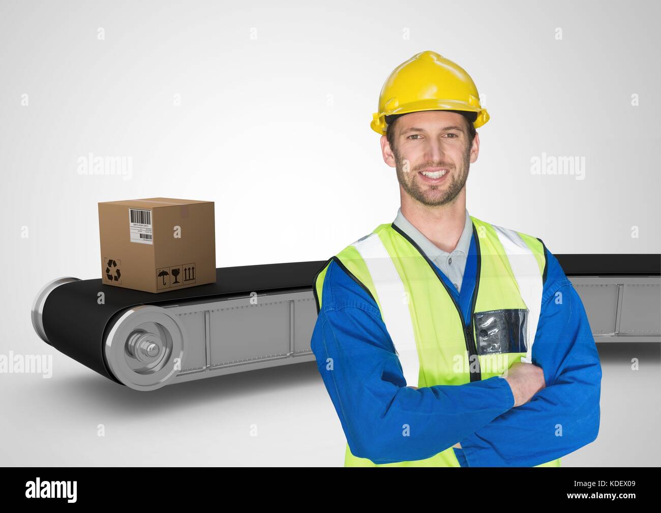 Digital composite man conveyor belt warehouse hi-res stock photography ...