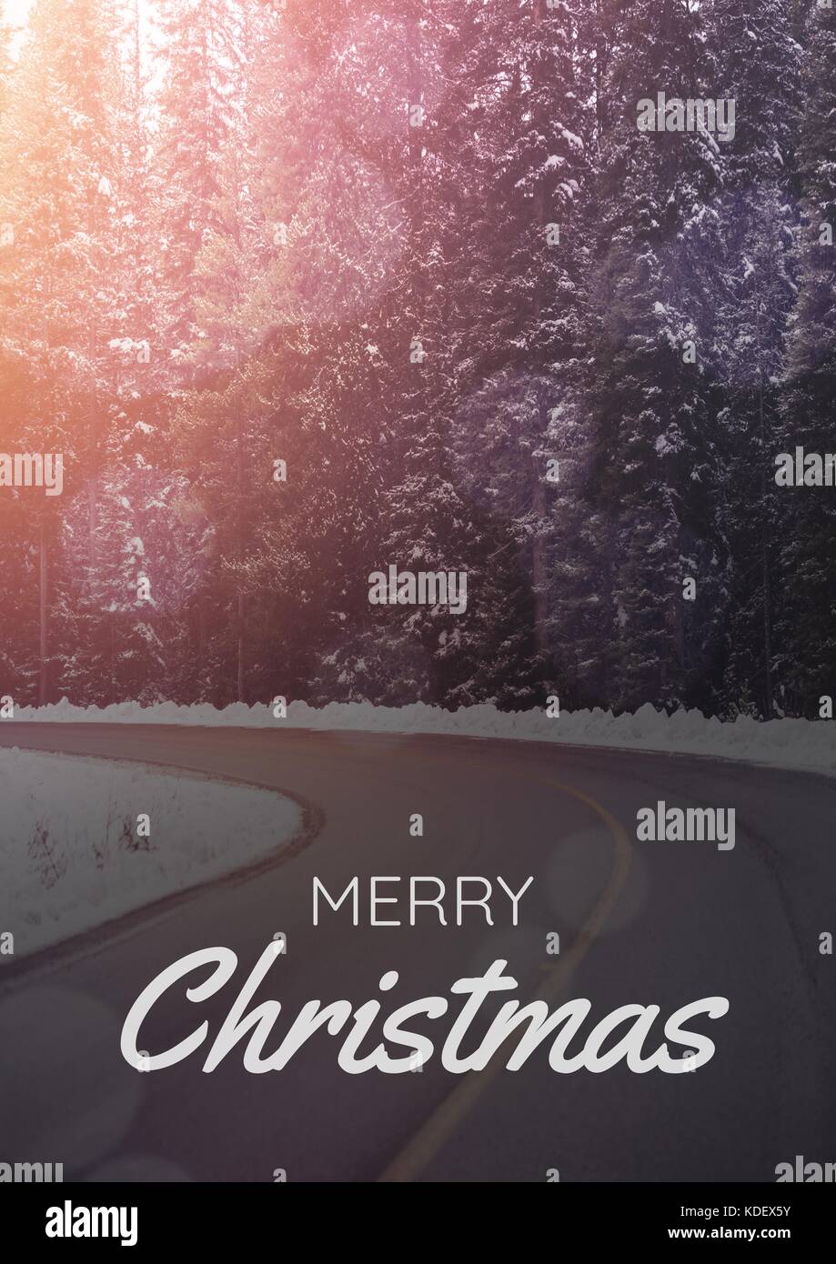 Digital composite of merry Christmas text on snow background Stock ...