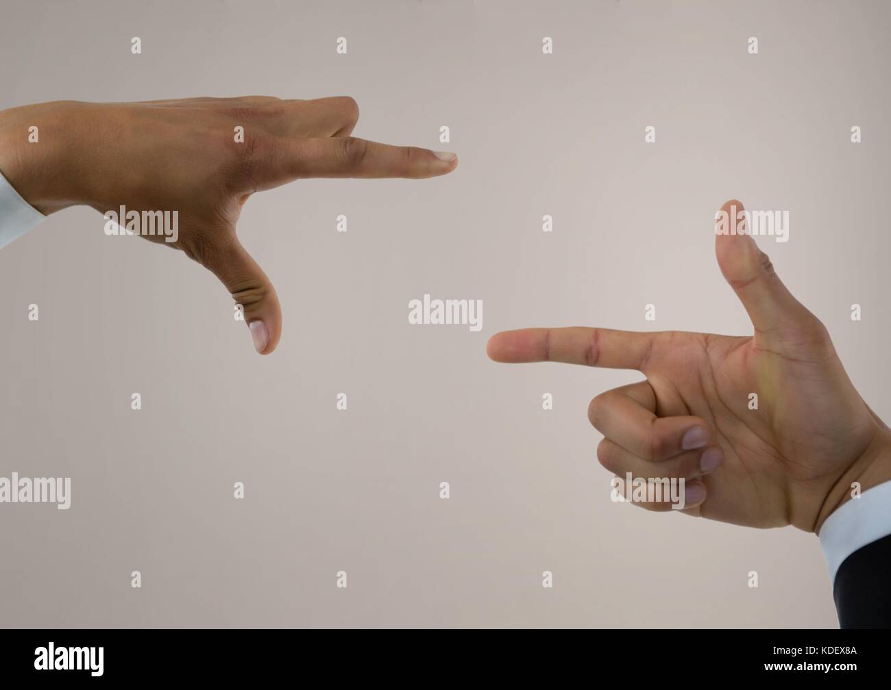 Digital composite of Hands making shapes and pointing with brown ...