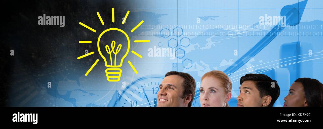 Digital composite of people looking up at light bulb Stock Photo - Alamy
