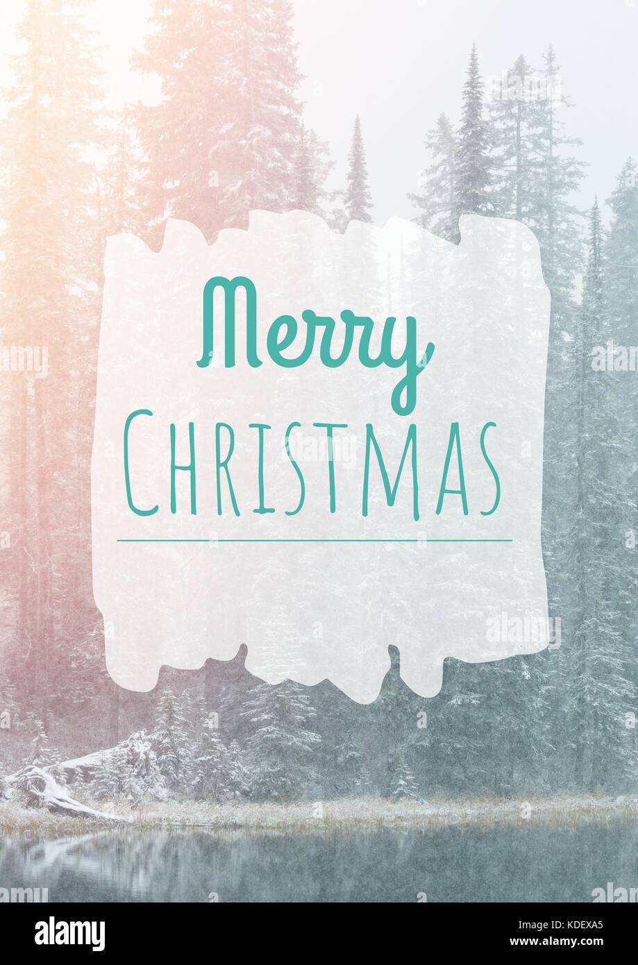 Digital composite of merry Christmas text on snow background Stock ...