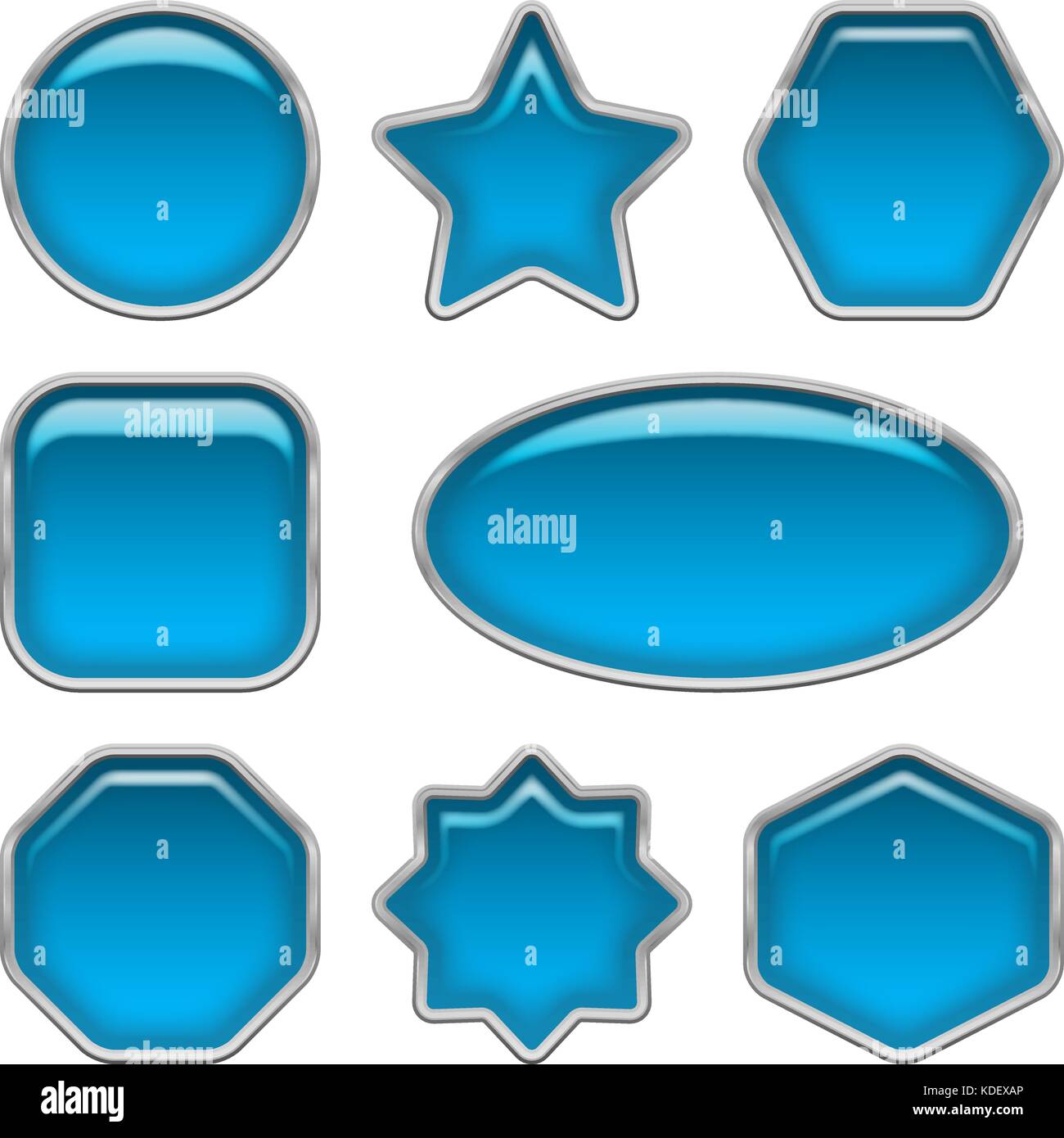 Blue glass buttons, set Stock Vector Image & Art - Alamy