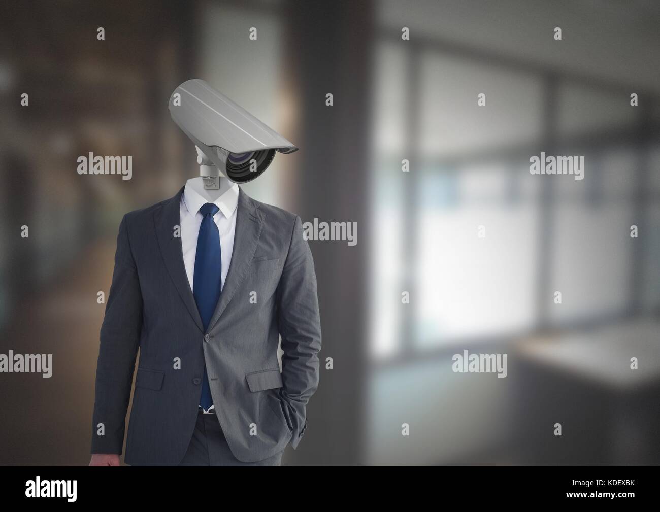 Digital composite of Businessman with CCTV head at office Stock Photo ...