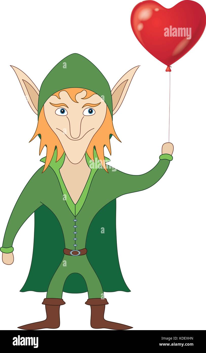 Elf with heart balloon Stock Vector Image & Art - Alamy