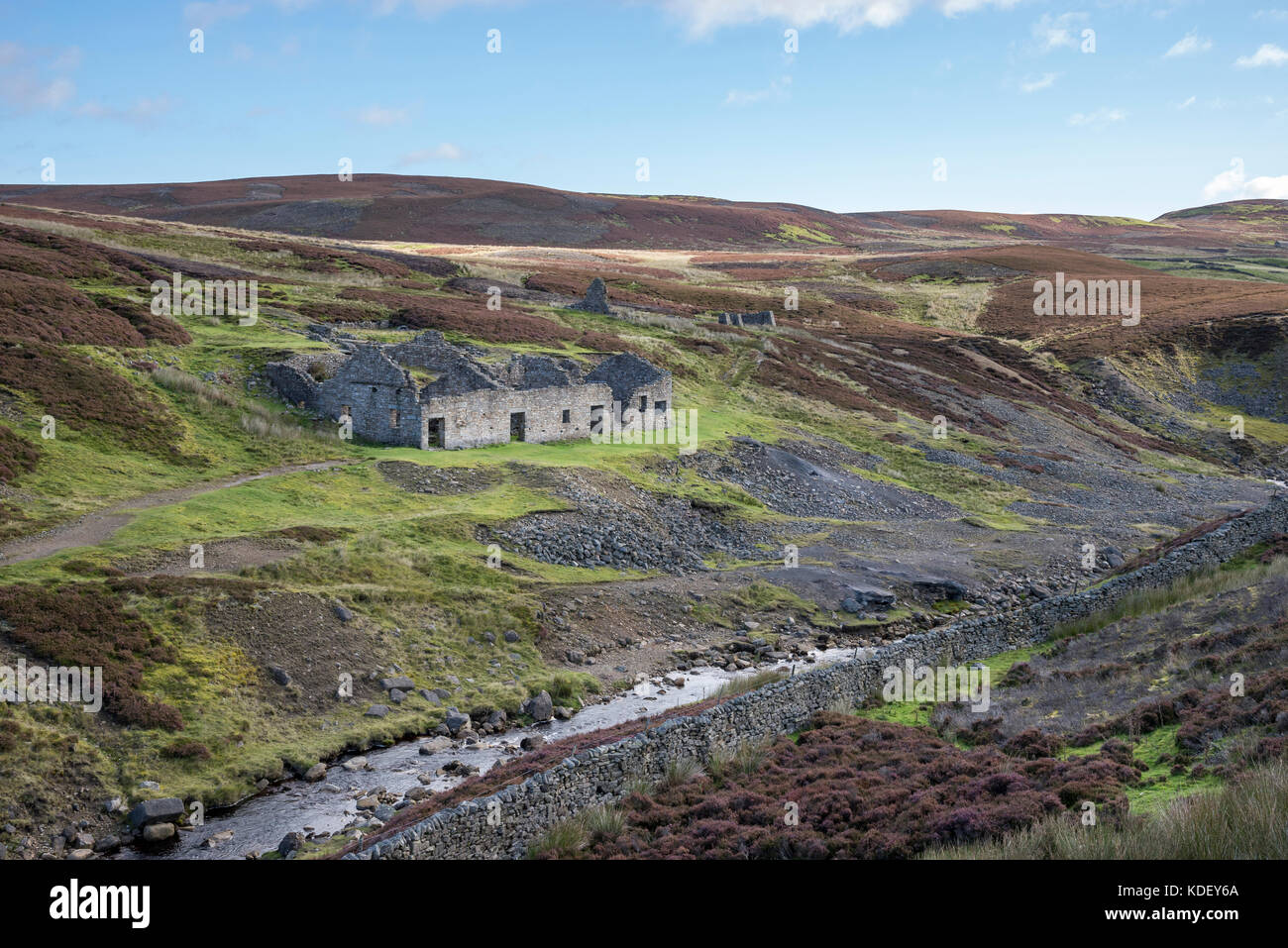 Ruins of Surrender Lead Smelting mill in the hills above Reeth ...