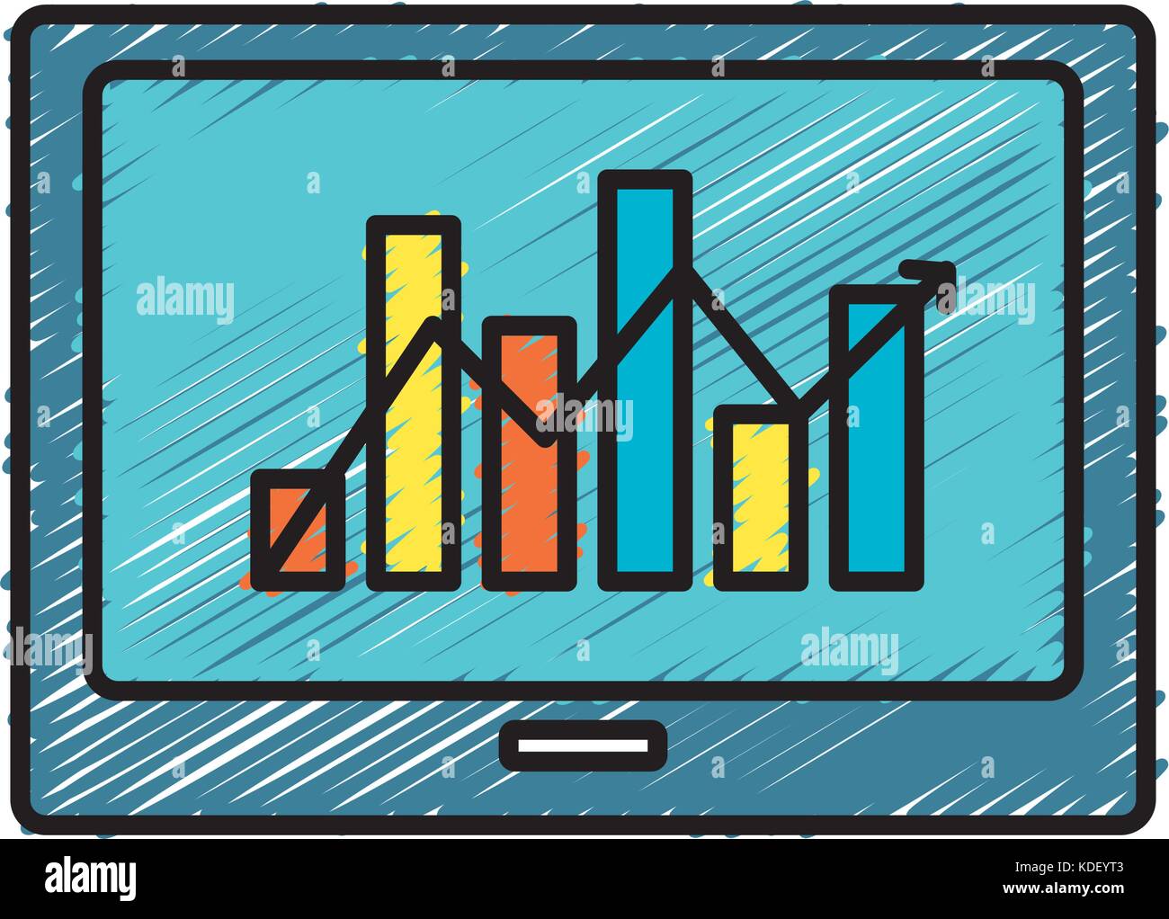screen technology with statistics bar diagram vector illustration Stock ...