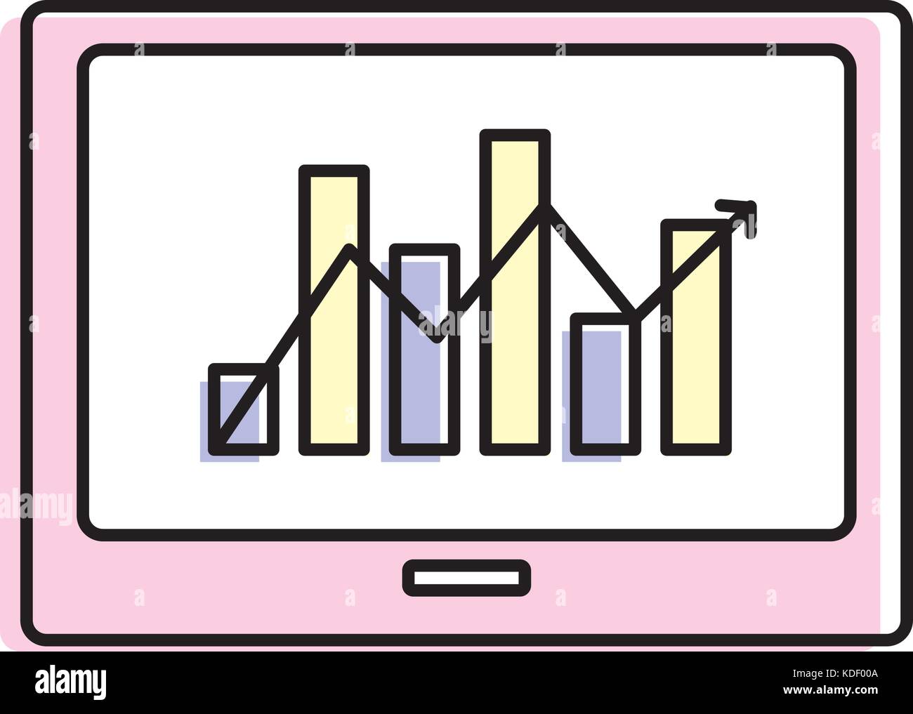 screen technology with statistics bar diagram vector illustration Stock ...