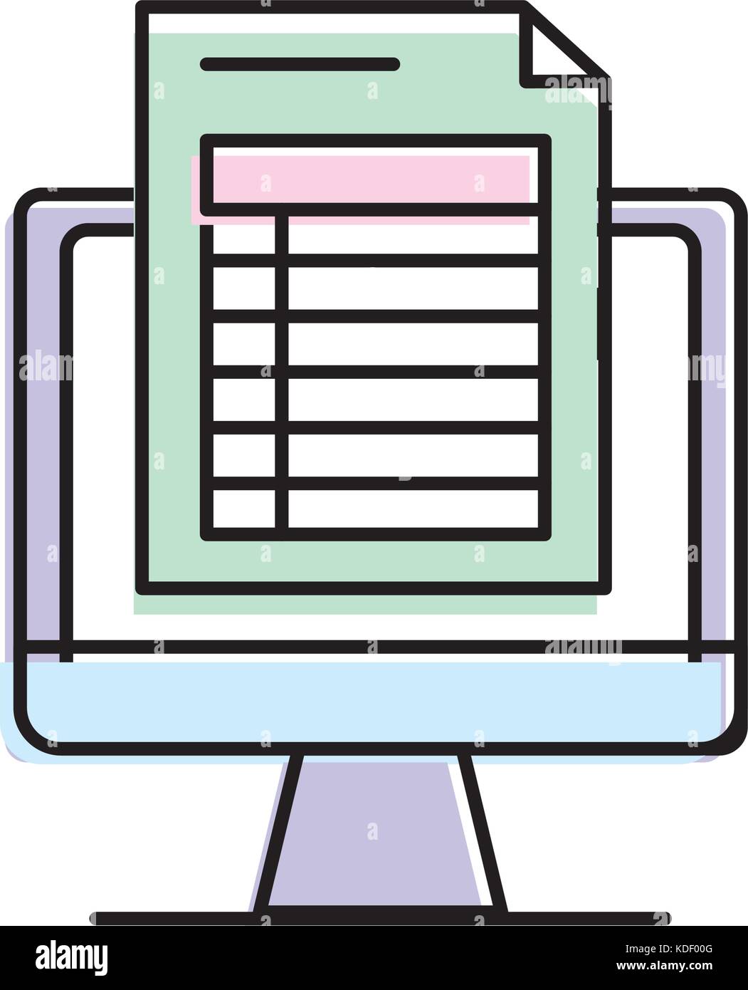 computer document information and business strategy vector illustration ...