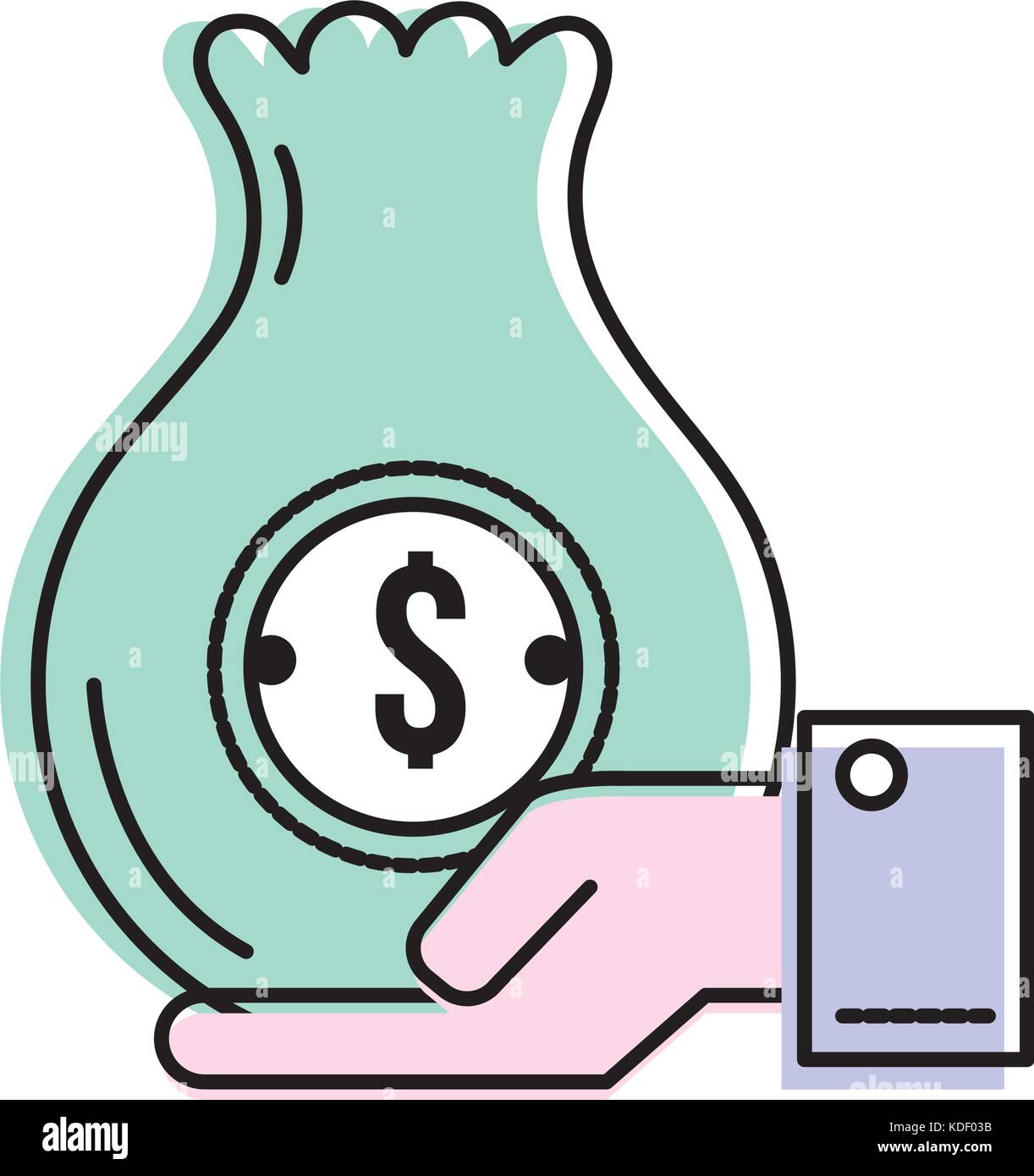 businessman with bag cash money in the hand vector illustration Stock ...