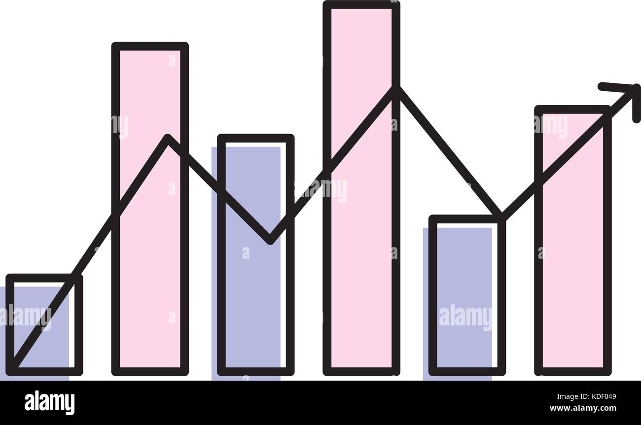 statistics bar diagram with arrow growing vector illustration Stock ...
