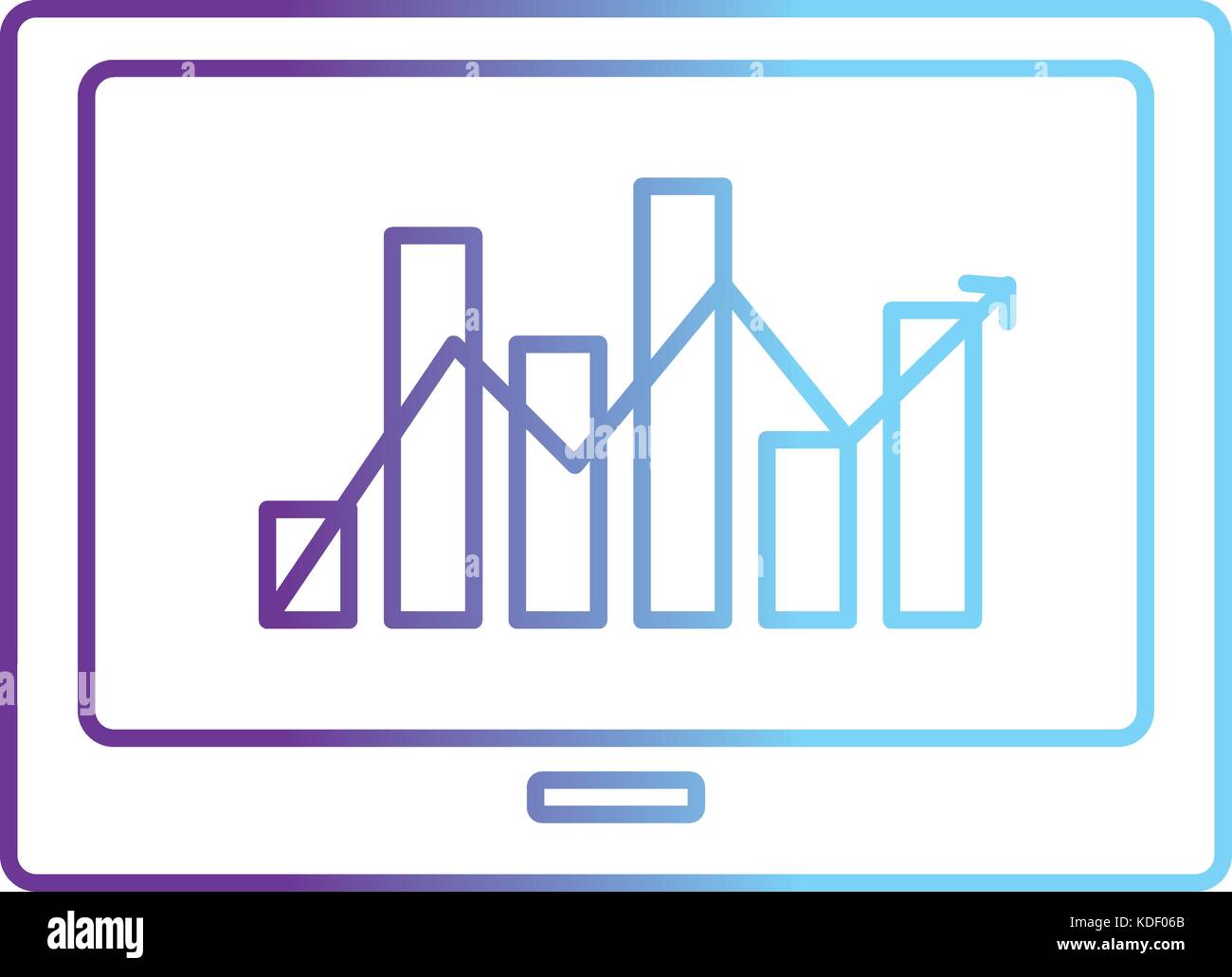 line screen technology with statistics bar diagram vector illustration ...