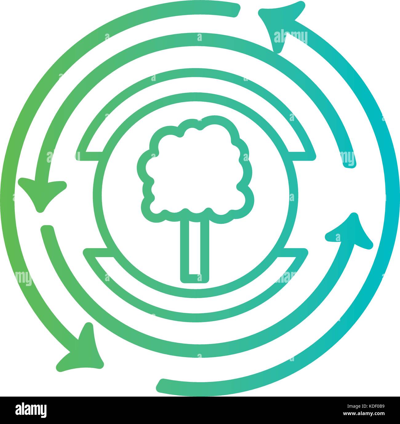 line ecology emblem with tree inside vector illustration Stock Vector ...