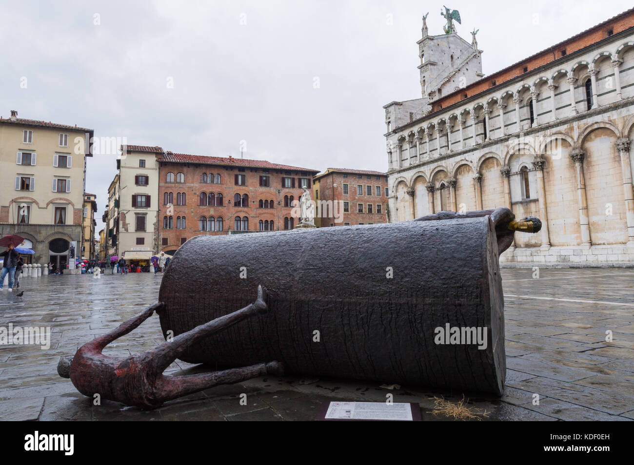 Lucca (Italy) - Piazza San Michele with the sculpture by Roberto Barni ...