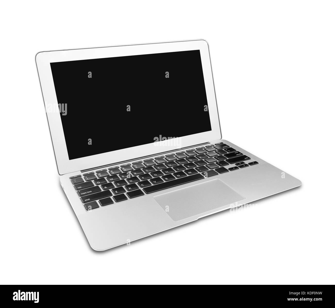 Silver laptop blank black screen Black and White Stock Photos & Images ...
