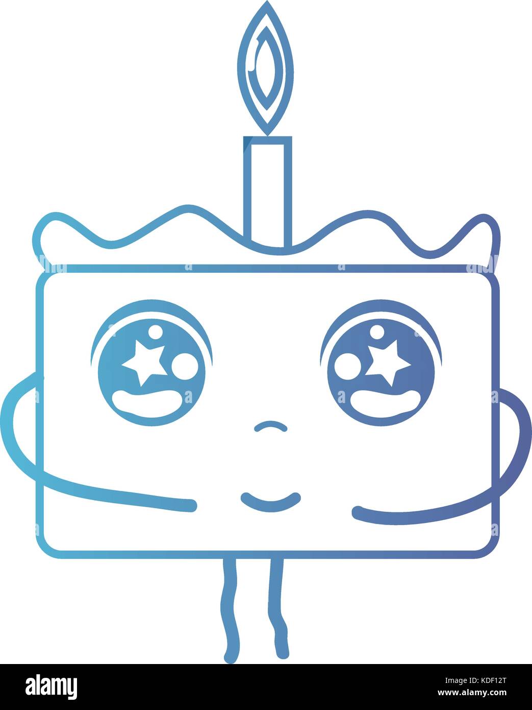 line cute happy sweet cake vector illustration Stock Vector Image & Art ...