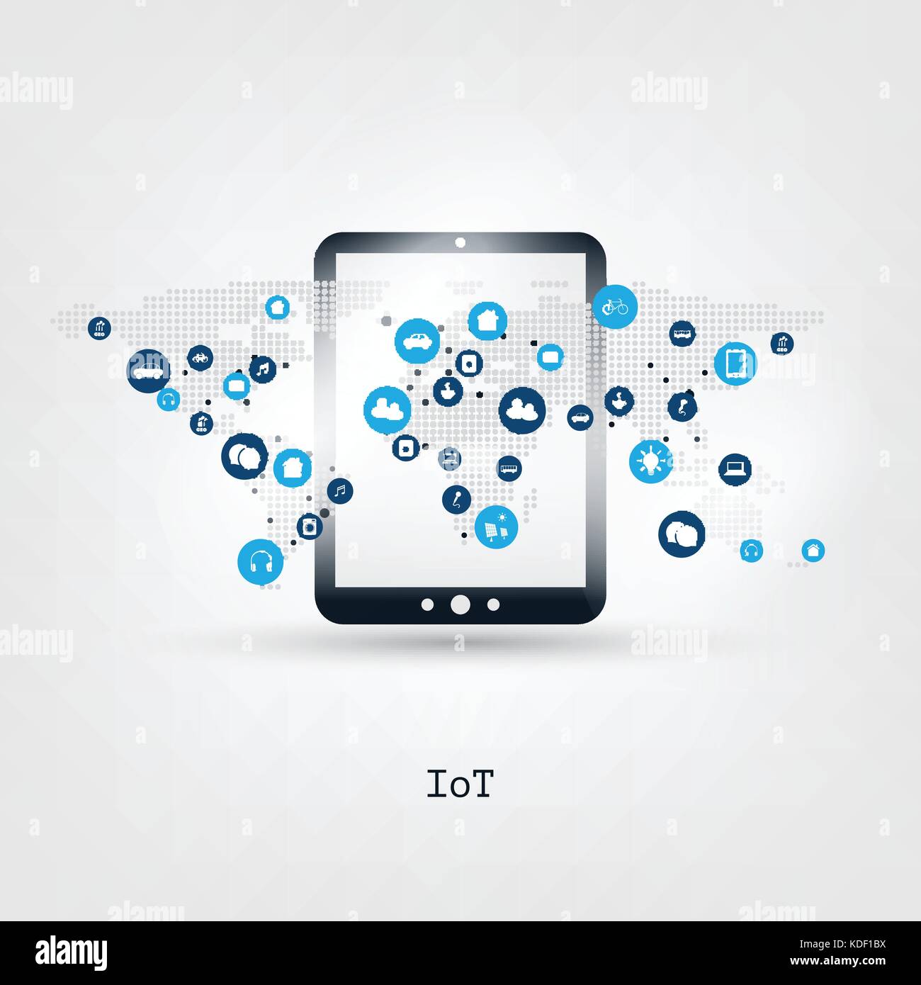 Internet of Things, Cloud Computing Design Concept with Icons - Digital Network Connections ...