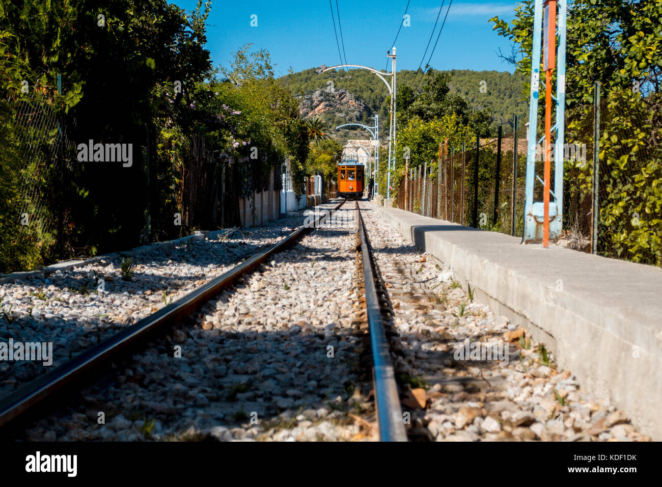 Railway and train of Sóller, Mallorca, Balearic Islands, Spain Stock ...