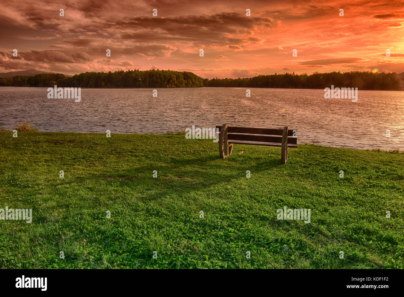 Sunset over lake Stock Photo - Alamy
