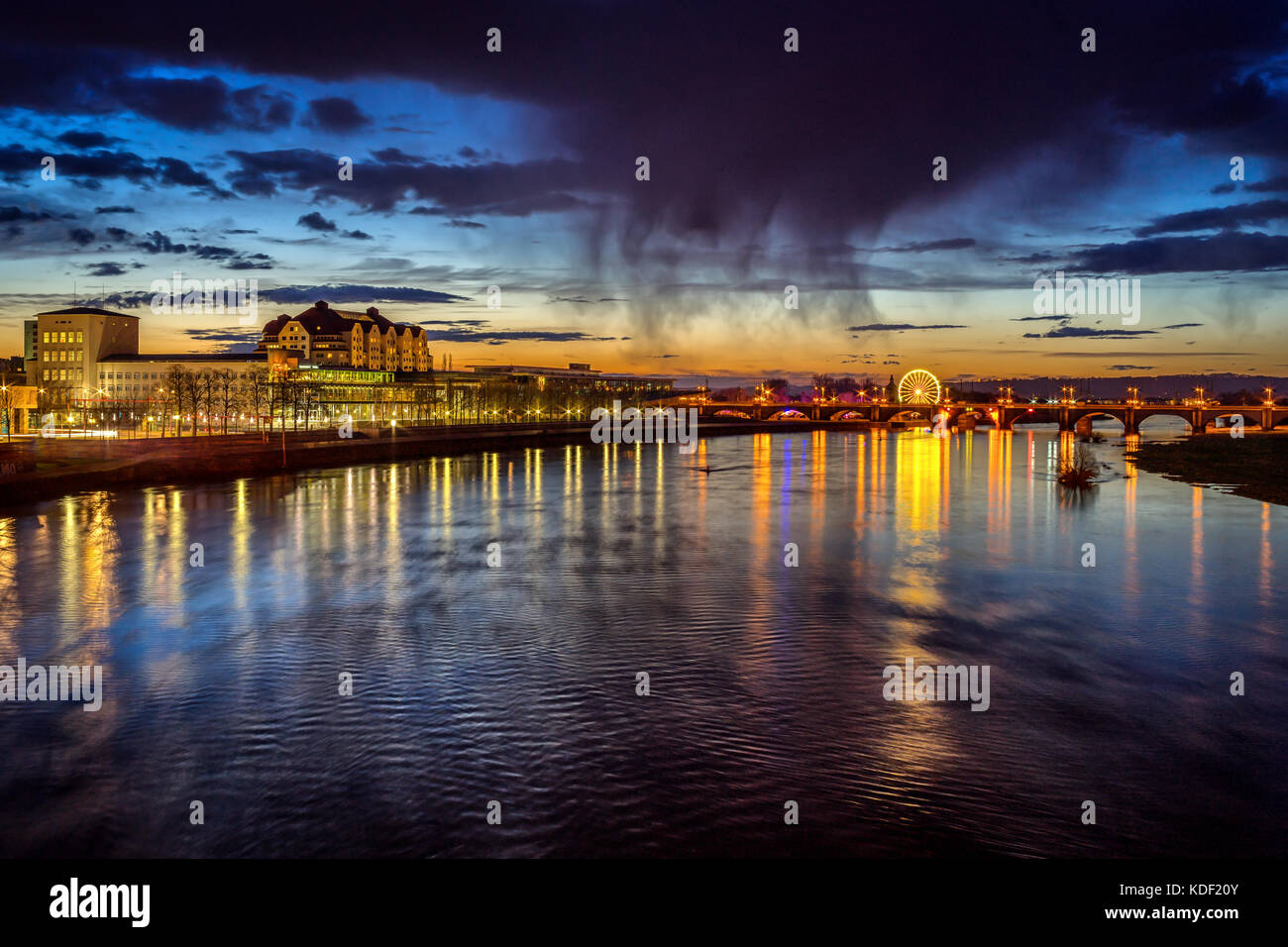River at night with rain clouds, Dresden Stock Photo - Alamy