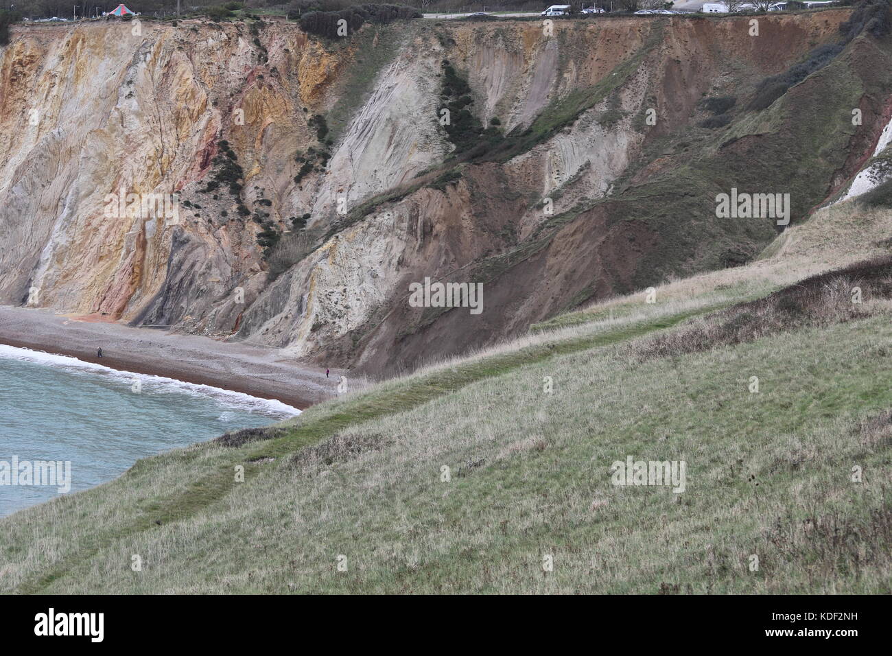 Alum Bay sand cliffs on the Isle of Wight, UK Stock Photo - Alamy