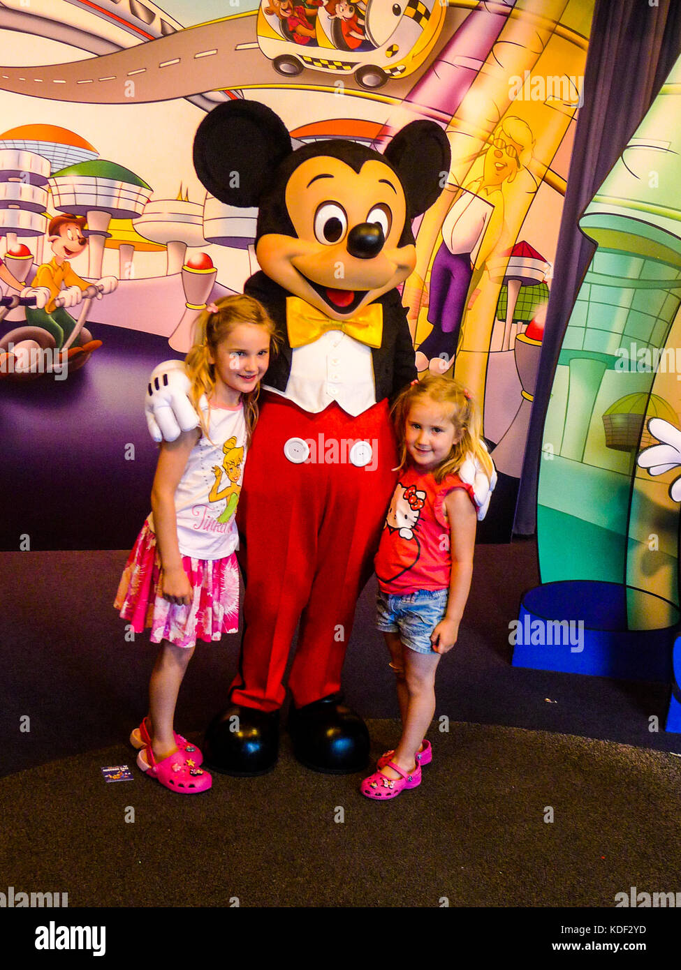 Children meeting Mickey Mouse, Disney World, Florida, USA Stock Photo ...