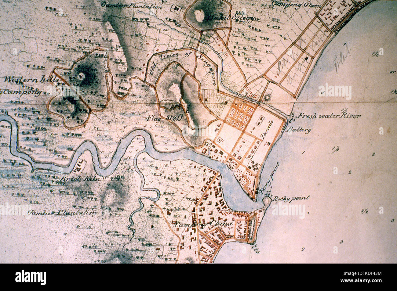 1825 survey map. Singapore's free port trade Stock Photo - Alamy