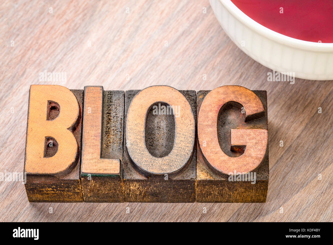 blog word abstract in vintage letterpress printing blocks against ...