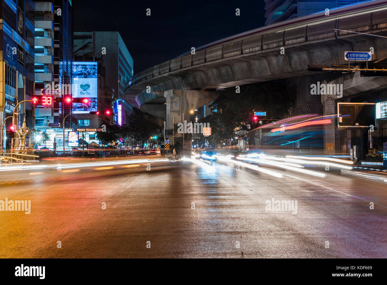 Thailands traffic at night Stock Photo - Alamy