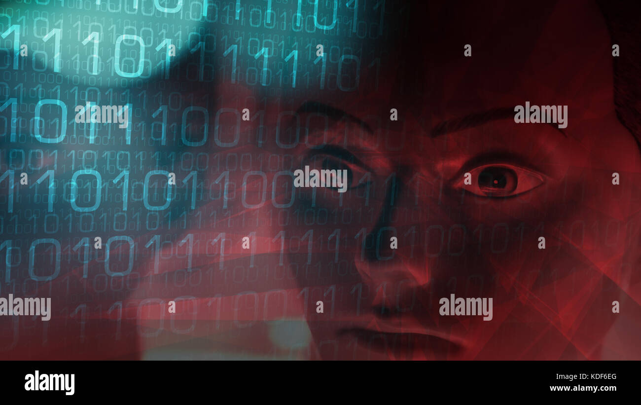 Cyber security creative concept, sad robots cyberattack Stock Photo - Alamy