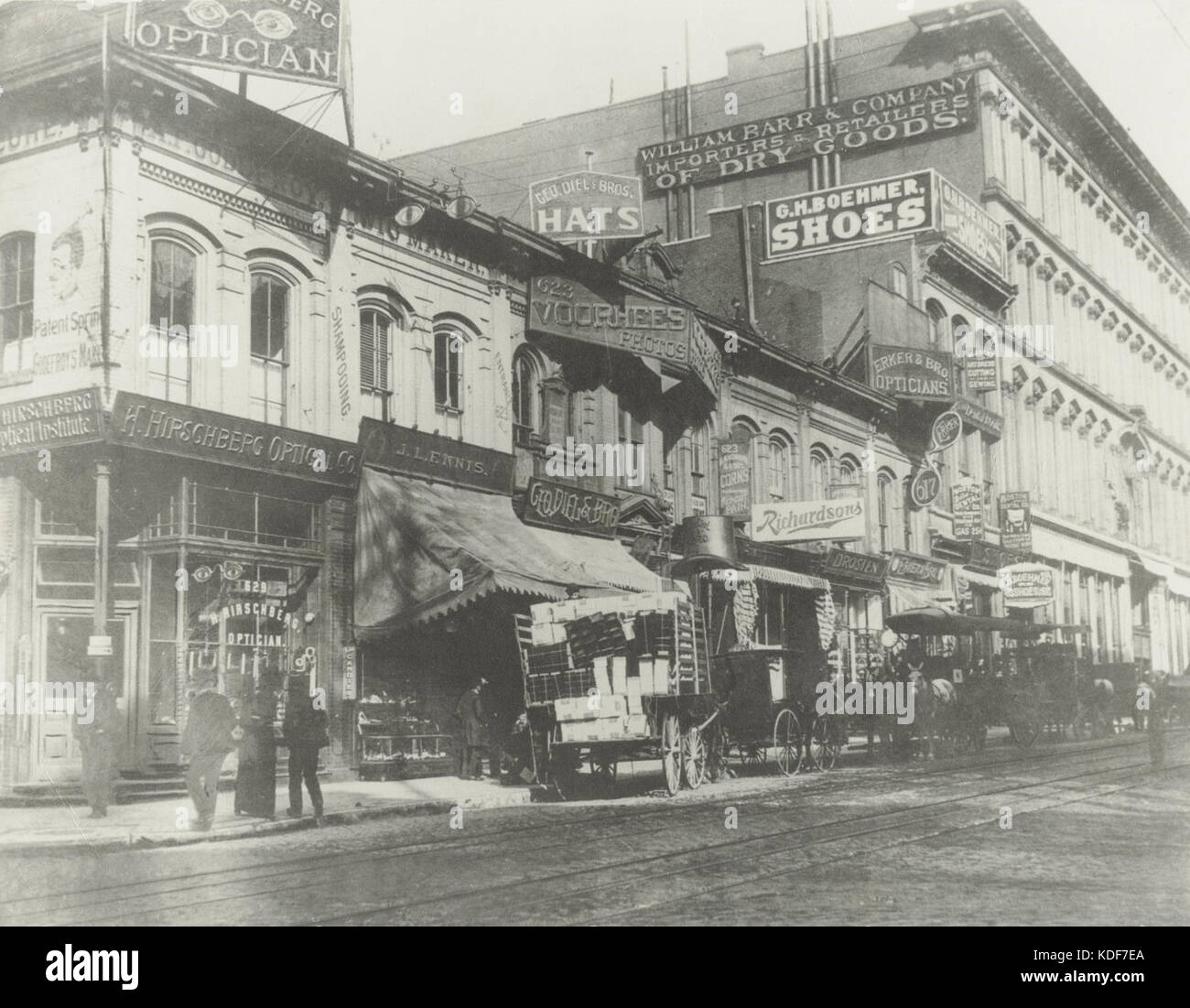 North side of Olive Street, between Sixth and Seventh Streets Stock ...