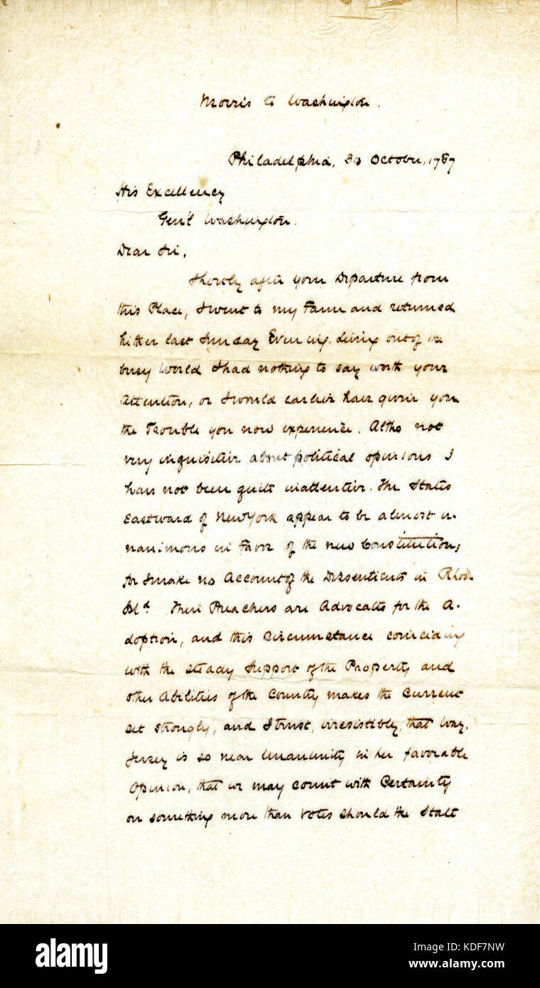 Letter from Governor Morris, Philadelphia, to George Washington ...