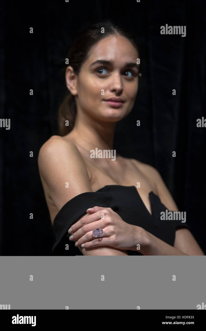 A model wears 'The Raj Pink', the world's largest known 'fancy intense ...
