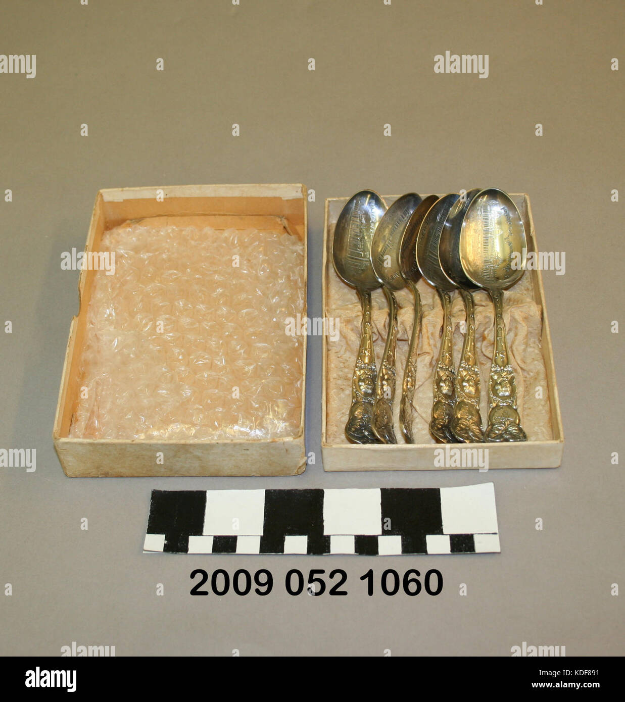 Set of Six Silver Plated Souvenir Spoons in Original Box Stock Photo ...