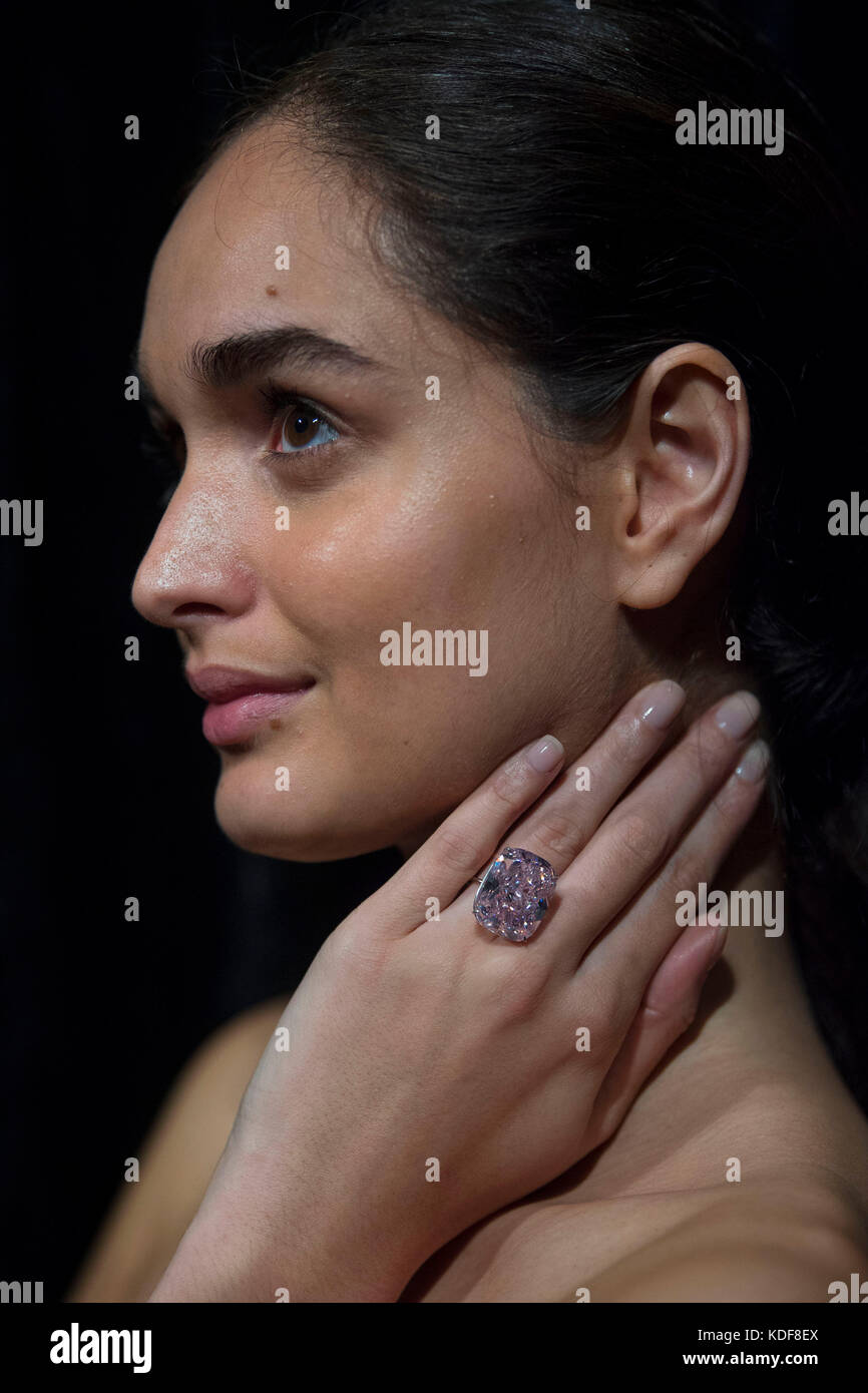 A model wears 'The Raj Pink', the world's largest known 'fancy intense ...
