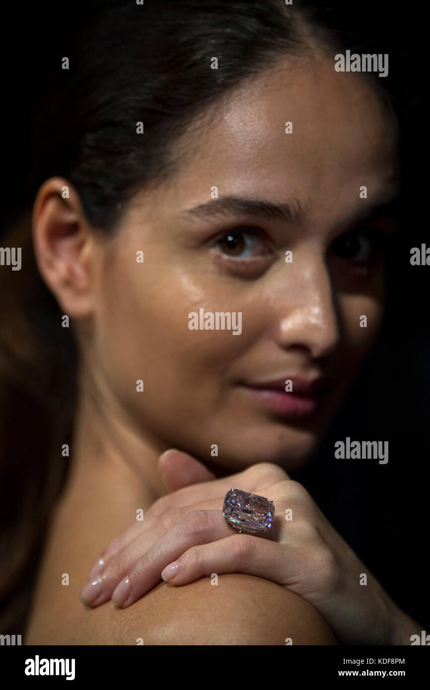 A model wears 'The Raj Pink', the world's largest known 'fancy intense ...