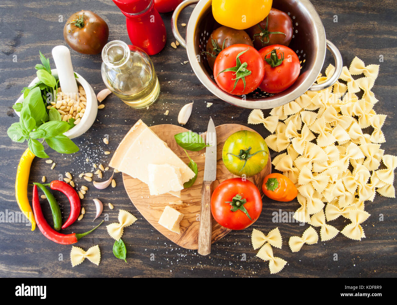 Italian cooking with fresh ingredients and pasta Stock Photo - Alamy
