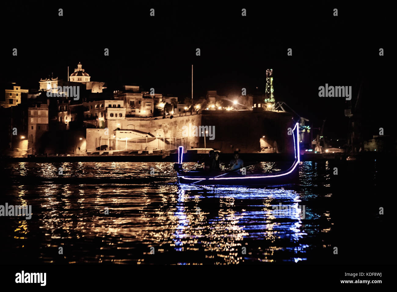 Grand Harbour by night Stock Photo - Alamy