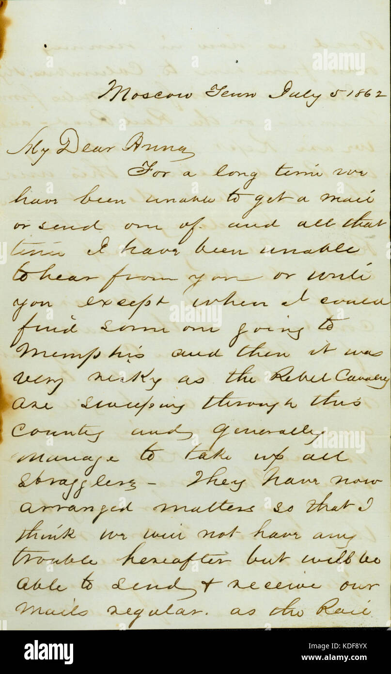 Letter from D. P. Grier, Moscow, Tenn., to Anna McKinney, July 5, 1862 ...