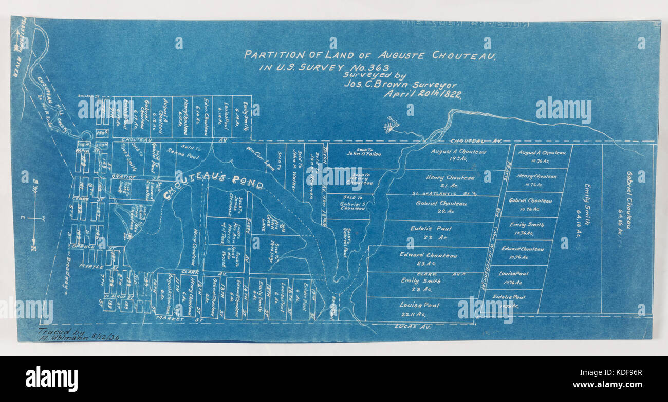 Partition of land of Auguste Chouteau. In U.S. Survey no. 363 Stock ...