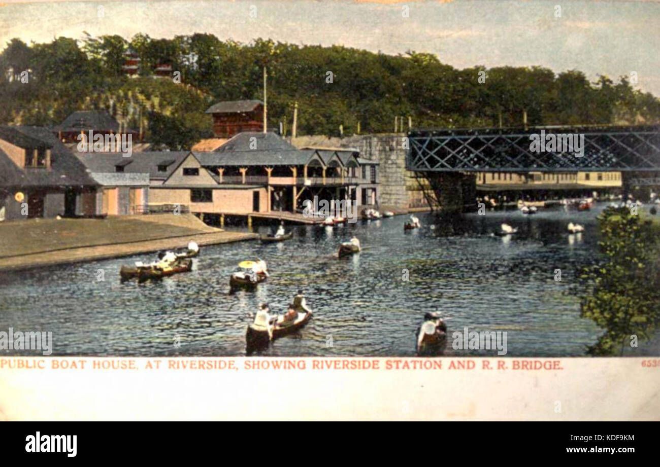 Riverside station on early postcard Stock Photo - Alamy