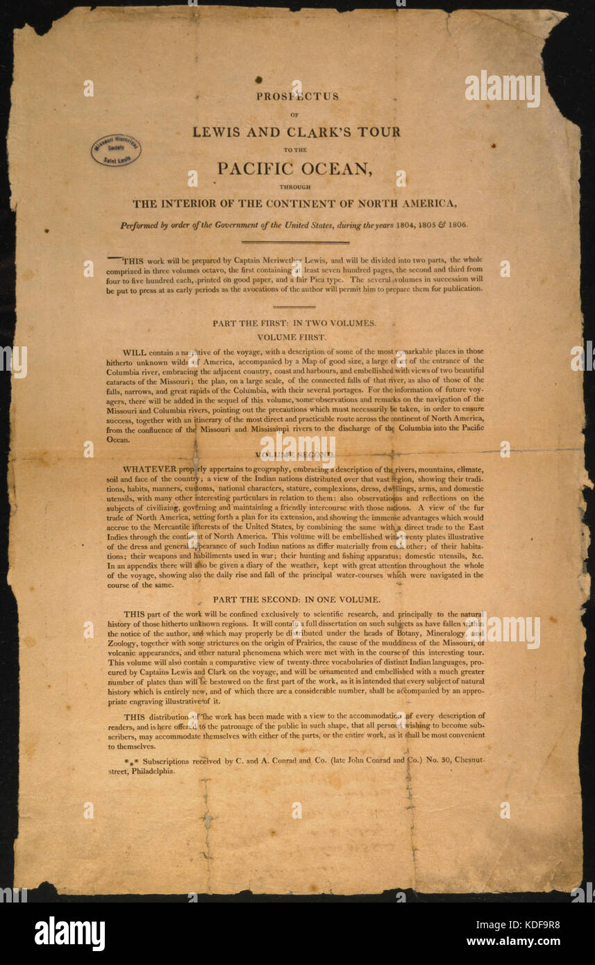 Prospectus of Lewis and Clark's Tour to the Pacific Ocean through the ...