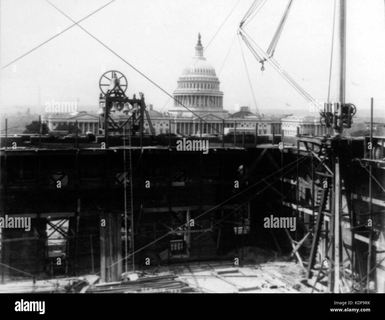 Library of Congress construction with Capitol Dome cph.3a03459 Stock ...
