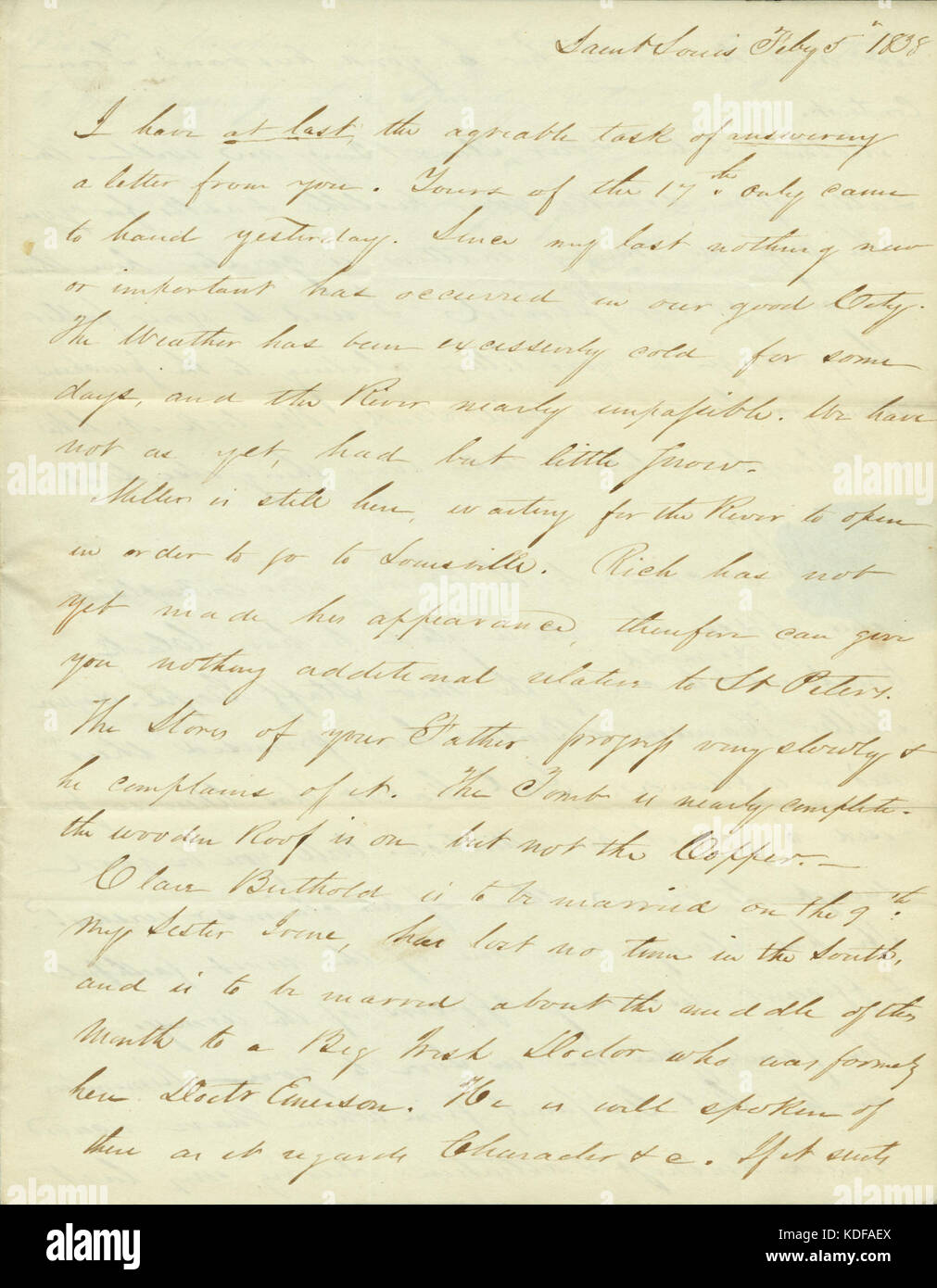 Letter signed John F.A. Sanford, Saint Louis City, to Pierre Chouteau ...
