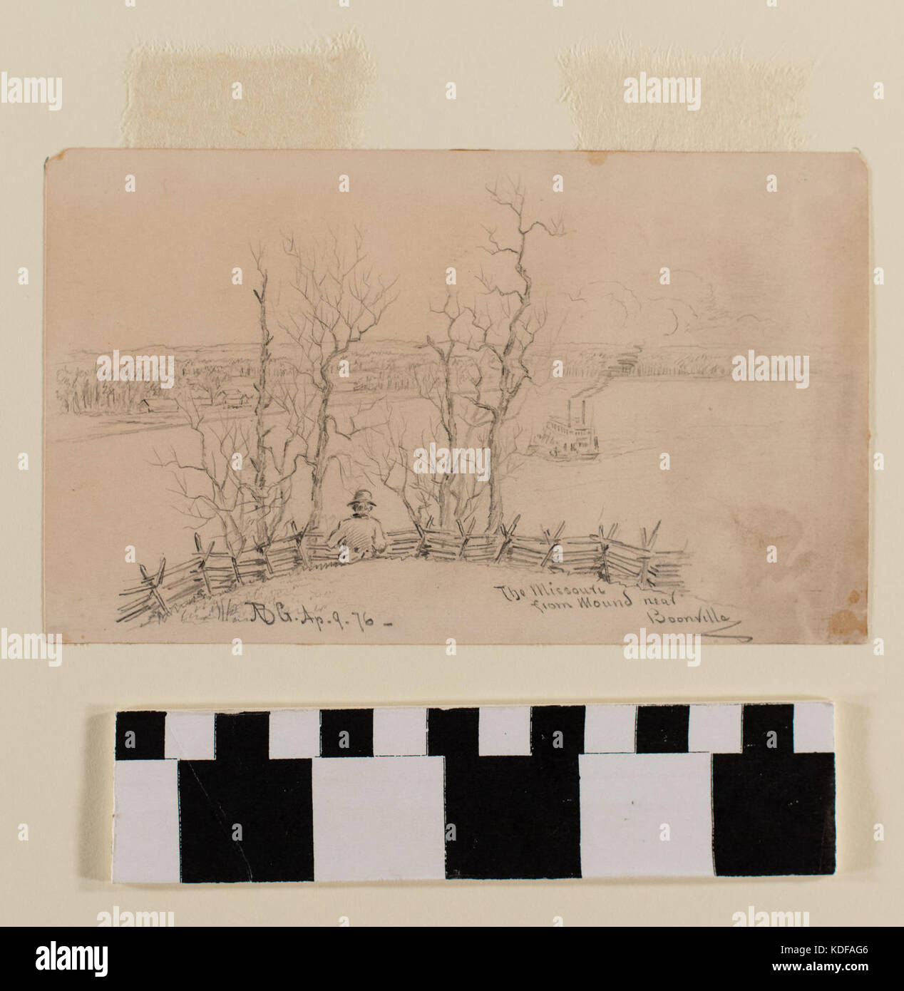 Pencil Drawing of the Missouri River from a Mound at Boonville by A.B ...