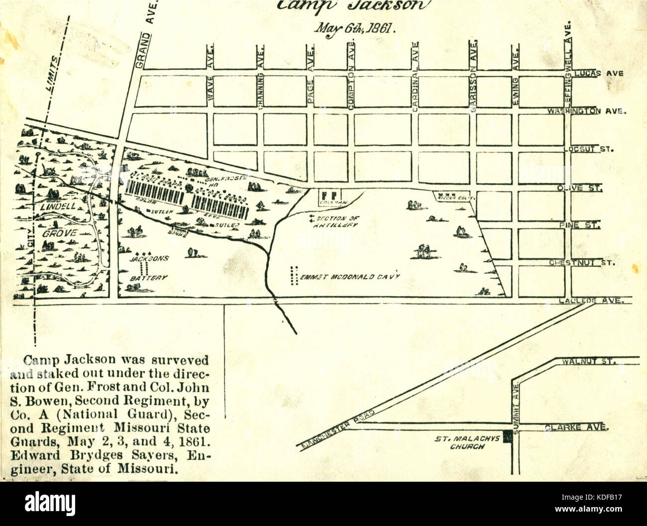 Map of Camp Jackson, May 6th, 1861. (Edited). From Scharf, History of ...