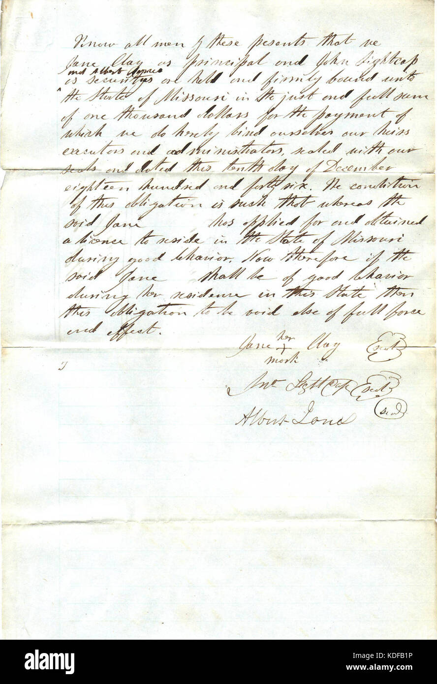 Jane Clay Free Negro Bond Stock Photo - Alamy