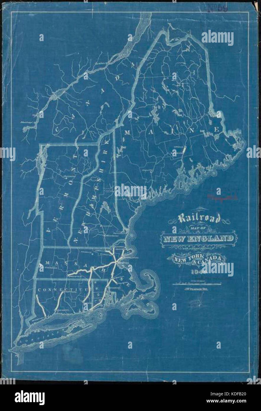 Railroad map of New England, with adjacent portions of New York and ...