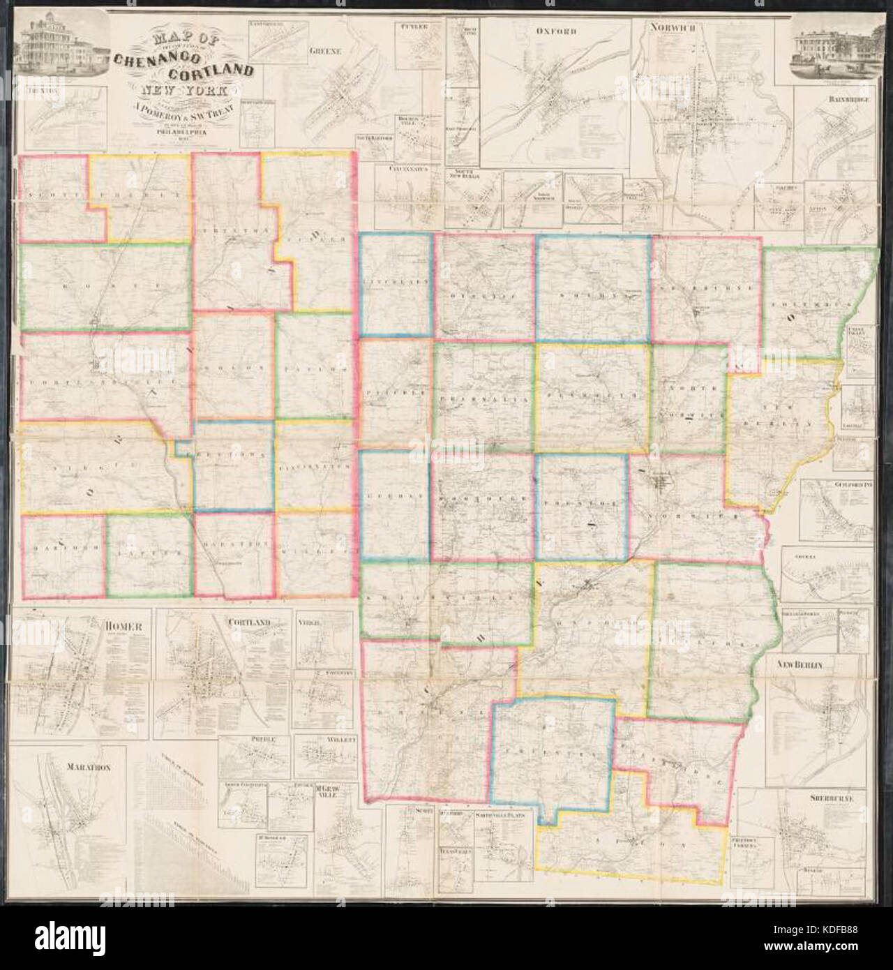 Map of the counties of Chenango and Cortland, New York from actual ...
