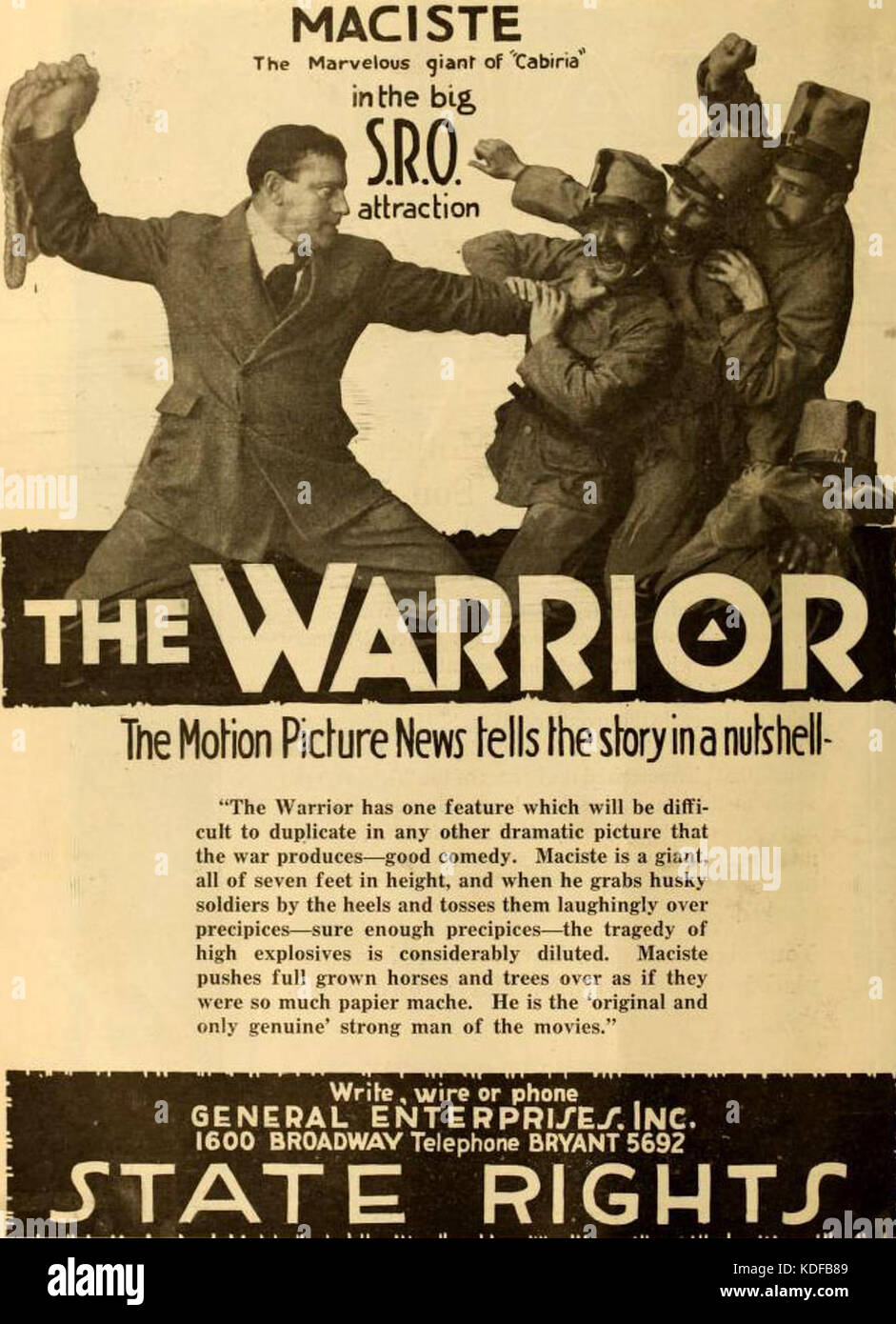 *Maciste 'The Warrior'* is a 1919 silent film featuring the iconic ...