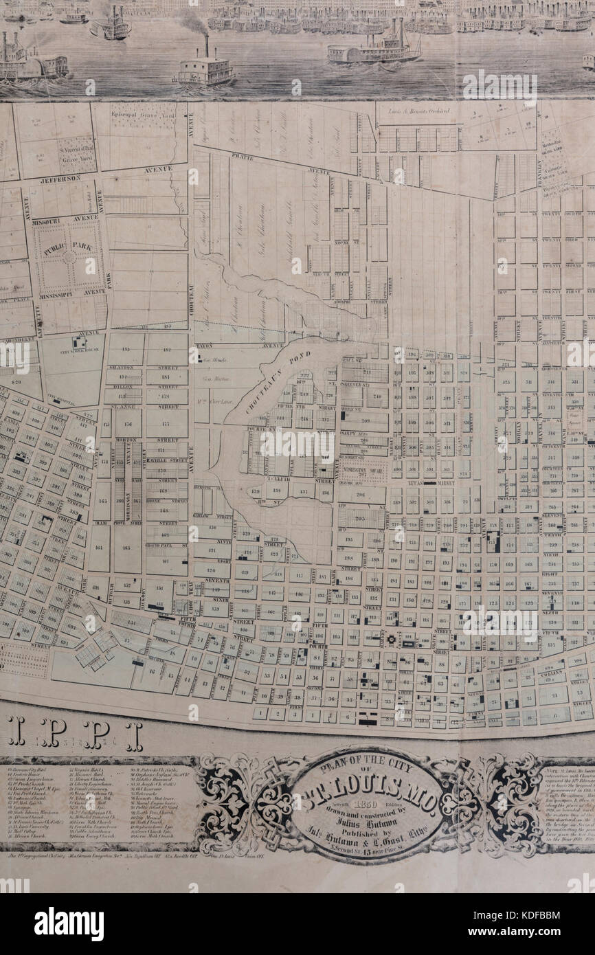 Plan of the city of St. Louis, Mo. (Detail showing Chouteau's Pond ...